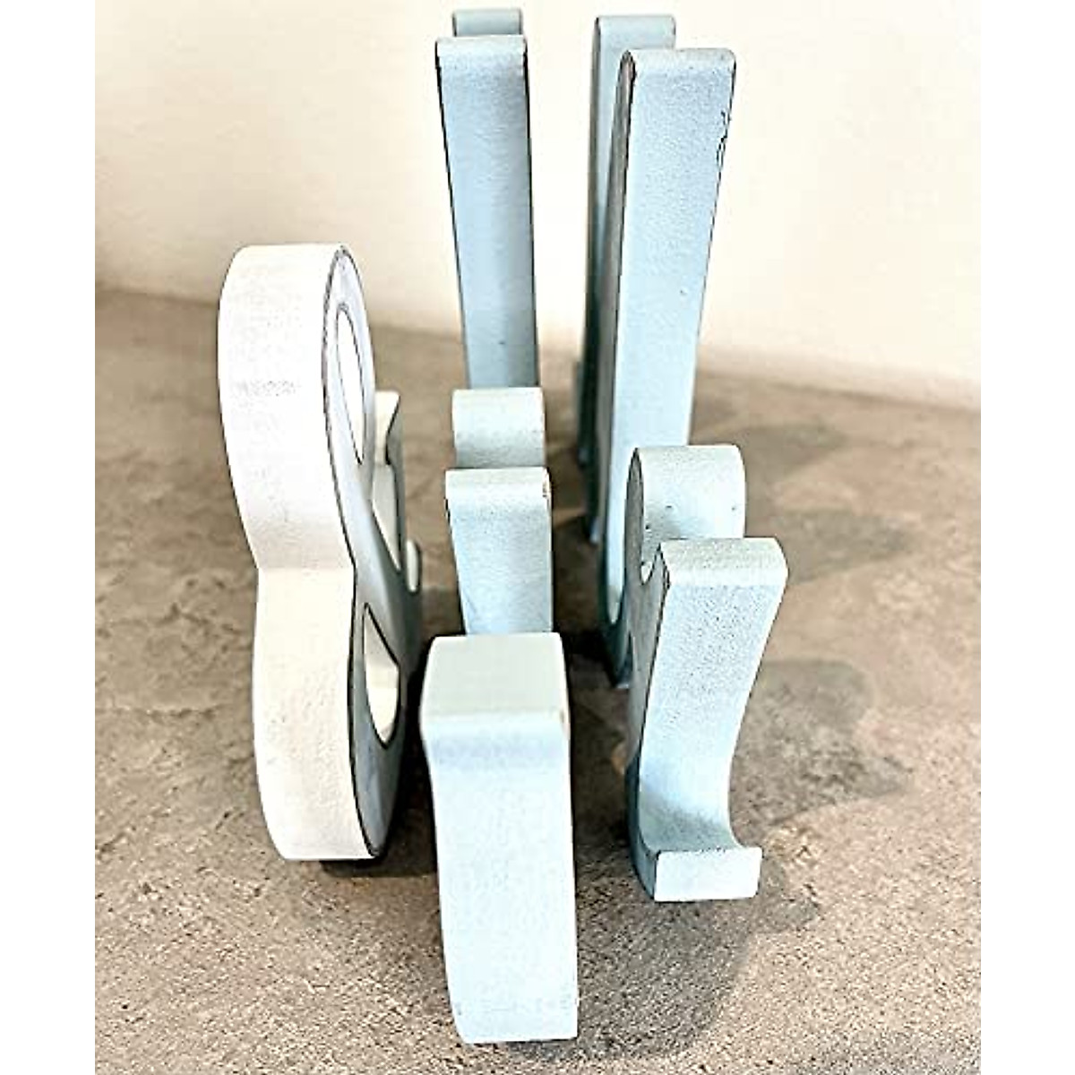 Mr & Mrs Wood Sign Wedding Decorations for Bride & Groom Reception Head Table. Wooden Letters for Married Couple's Centerpiece, Engagement & Bridal Shower Party Or Wedding Cake Table. (Rustic Blue)