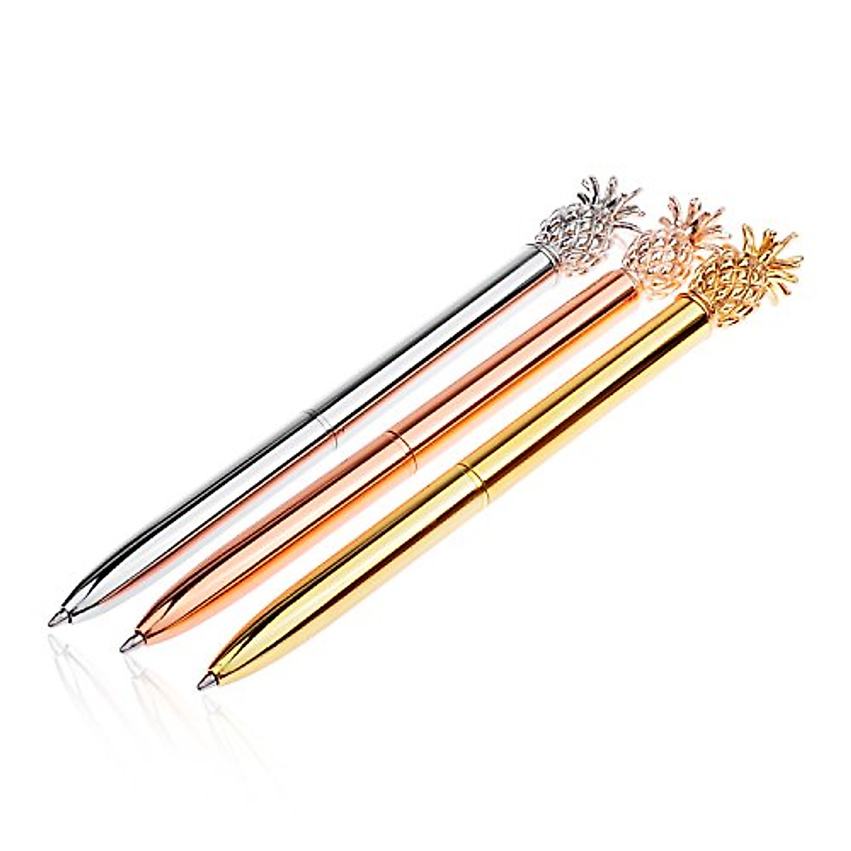 Pineapple Pens Ballpoint Pens + 6Pcs 3.2'' Ballpoint Pen Refills Black Ink (4Pcs Pineapple pens)