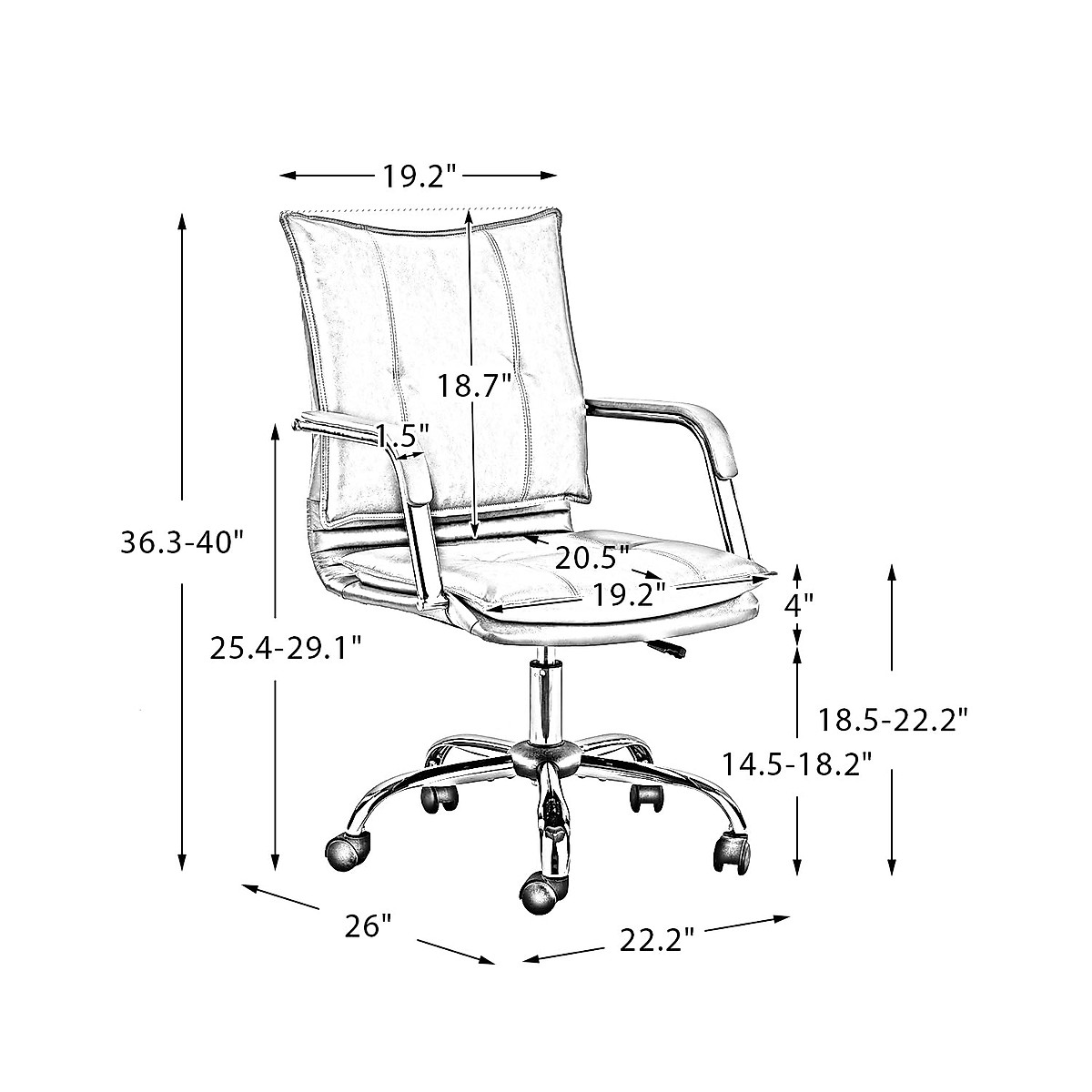 TINA'S HOME Faux Leather Home Office Desk Chair, Adjustable Swivel Computer Chair with Golden Legs and Arms, Comfy Upholstered Task Chair,WHITE