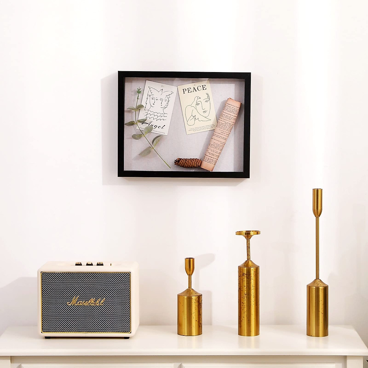 Muzilife 11x14 Shadow Box Picture Frame with Linen Board - Deep Wood & Glass Display Rustic Case Ready to Hang Memorabilia, Pins, Awards, Medals, Wedding, Tickets, and Photos, Black