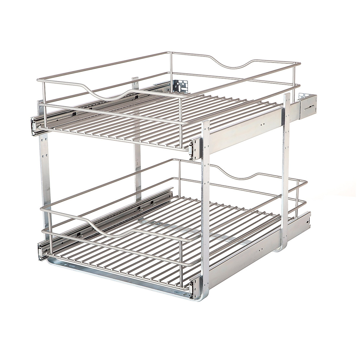 Knape & Vogt DBLMUB-17-R-FN Double-Tier Multi Pullout 17 in. Wire Basket, Frosted Nickel