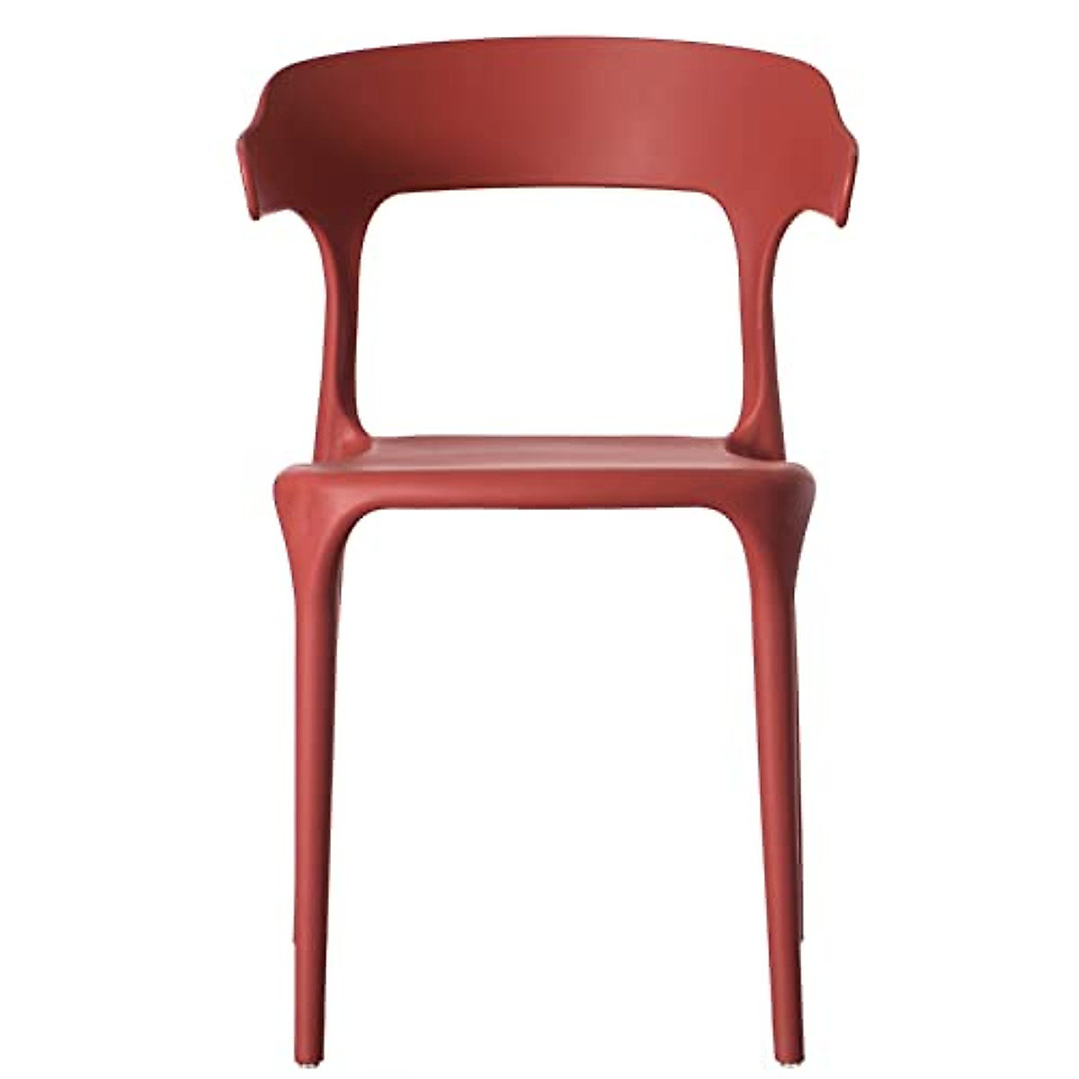 Fabulaxe Modern Plastic Outdoor Dining Chair with Open U Shaped Back, Red Set of 2