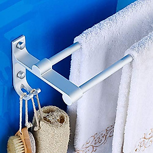 Towel Hooks Towel Bar Double Towel Hanger Holder Wall Mounted Metal Bath Towel Rack Organization for Bathroom () 48cm Towel Hook