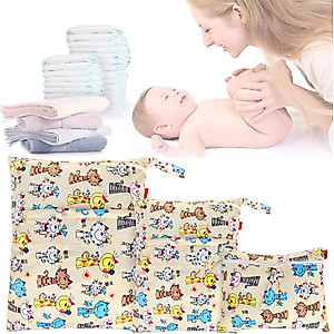 Damero 3pcs Pack Wet Dry Bag for Cloth Diapers Daycare Organizer Bag, Cats