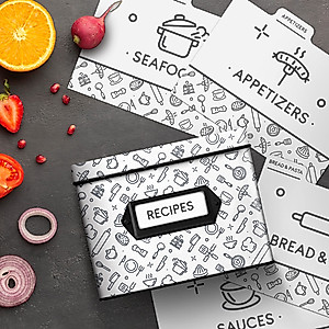 Kitchen Storage Accessories recipe box | recipe box with cards | decorative tin box | recipe box includes 24 cards and 12 dividers | gift box | recipe card box
