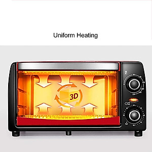 Mini Oven Toaster Electric Small Oven Tempered Glass Door Removable Crumb Tray Insulated Handle with Insulated Gloves and Baking Tray 12L Mini Ovens Happy Life