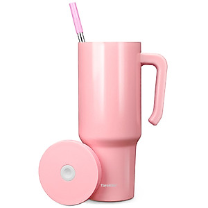 40 oz Tumbler with Handle and Straw, Leak-proof Lid | Stainless Steel Vacuum Insulated Coffee Travel Mug | Reusable Water Bottle Iced Cup | Keeps Cold for 34Hrs, Dishwasher Safe, BPA Free