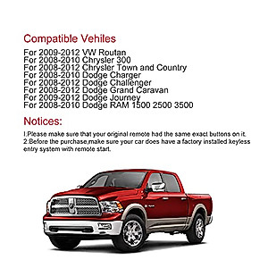 Car Keyless Entry Remote Control Key Fit for Dodge Challenger 2008-2014, Dodge Charger2008-2012, Grand Caravan2008-2016, Chrysler 300, RAM 1500 2500 3500 （M3N5WY783X） Pack of 2