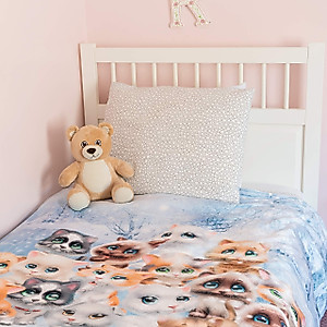 Cat Throw Blanket, Adorable Extra-Large Kitty Cat Blanket for Adults, Kids, Boys, Girls, and Kittens, Fleece Cat Blanket (50in x 60in) Warm, Cozy, and Plush Throw for Bed, Couch, and Sofa