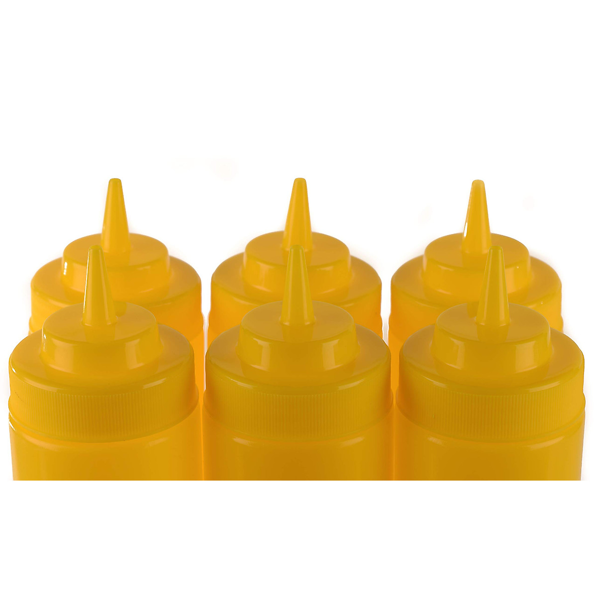 [2 PACK] 24 Oz Yellow Plastic Condiment Squeeze Bottles Squirt Bottle for Sauces, Dressing, Arts and Crafts, Ketchup, Mustard, Oil, BBQ - Clear Reusable Plastic Containers, BPA Free, Dishwasher Safe