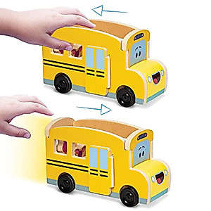 Melissa & Doug Blue's Clues & You! Wooden Pull-Back School Bus (9 Pieces)