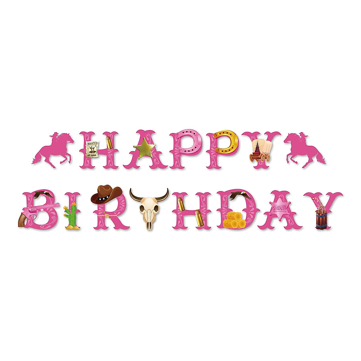 XINDE Cowgirl Themed Party Decorations Cowgirl Happy Birthday Banner, Western Cowboy Party