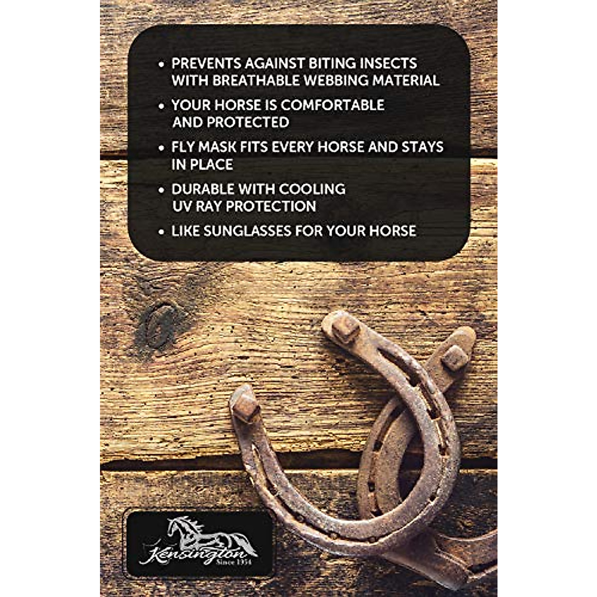 Kensington Fly Mask with Fleece Trim for Horses — Protects Face and Eyes from Flies and Sun Rays While Allowing Full Visibility — Breathable and Non Heat Transferring, Large, Lavender Mint