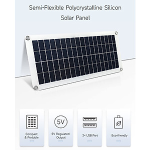 Waveshare Semi-Flexible Polycrystalline Silicon Solar Panel (18V 10W), Supports 5V Regulated Output