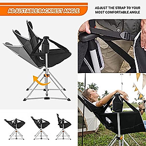 KingCamp 2 Pack Lightweight Hammock Swinging Camping Chair, Aluminum Alloy Rocker Camp Chair with Headrest Cup Holder for Outdoor Picnic Beach Sporting Events Concerts Backyard