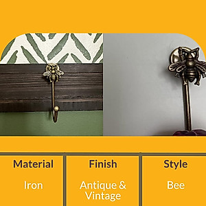 Knobs By Blossom Vintage Antique Brass Iron Wall Hooks Tie Backs Bronze Handmade Metal Animal Hook (3. Bee), TFVSAH