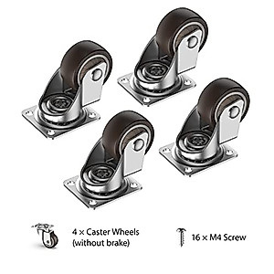 1 inch Small Caster Wheels for Furniture Small Casters Set of 4 Total Capacity 90lbs (No Brake)