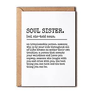 Soul Sister Card - Funny Sister Greeting Card - Sister Gifts - Christmas Thanksgiving Birthday Card For Soul Sister - Best Friend Gift Idea