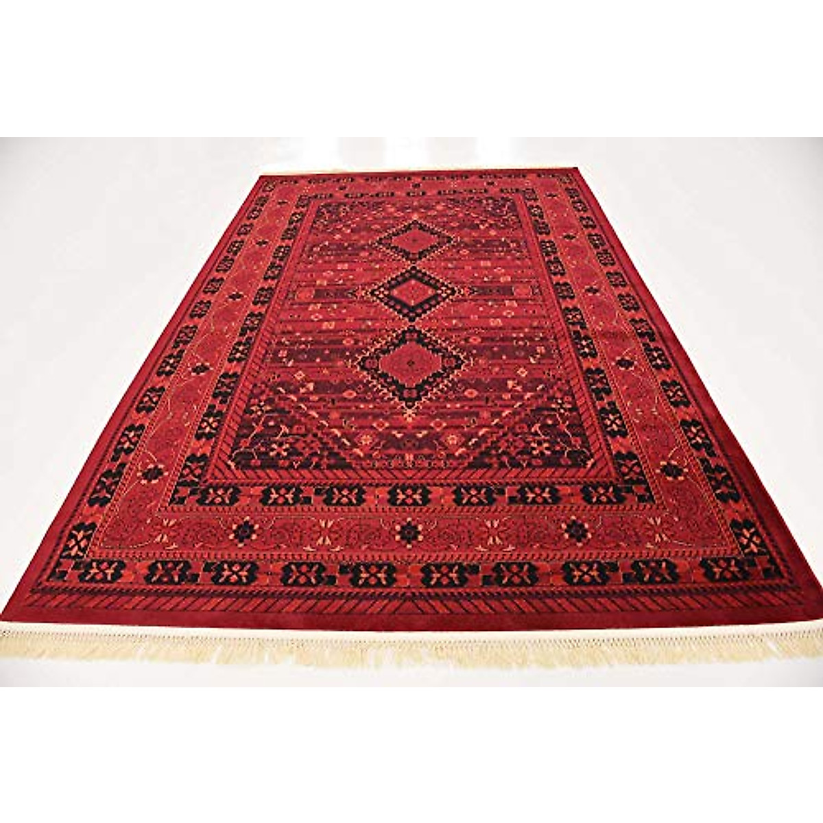 Unique Loom Tekke Collection Area Rug - Sheibani (6' 1" x 9' Rectangle, Red/ Black)