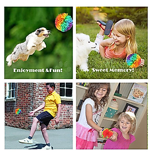 2 Packs Colorful Super Silicone Big Ball 4.7 inches, Monkey String Balls Koosh Balls Sensory Fidget Set,Rainbow Pom Ball, Colorful Bouncy Ball ,Stress Ball, Sensory Balls