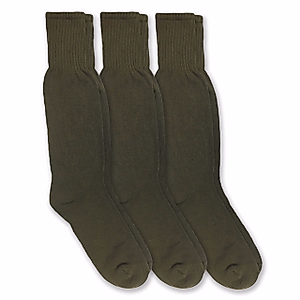 Jefferies Socks Military Combat Uniform Rib Crew Boot Socks 3 Pair Pack (Sock: 10-13/Shoe: 9-12, Olive Green)