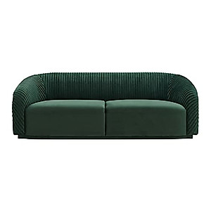 TOV Furniture Yara 31.3" H Velvet Upholstered Sofa in Pleated Forest Green