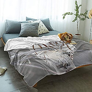 Greeeen Plush Fleece Throw Blanket | Fuzzy, Soft, Warm, Cozy, Reversible Blanket for Bed Couch Sofa Chair Travel- 49" x 59" Winter Owl