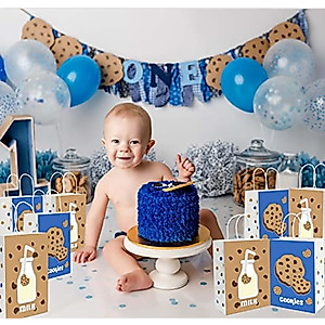 Lsaepon Cookies Milk Birthday Party Favor Gift Bags, Cookie and Monster Theme Birthday Party Goodie Bags- Milk and Cookies Baby Shower Candy Bags for Kids (16 Pack)
