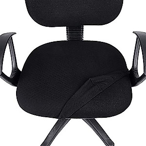 smiry Stretch Jacquard Office Computer Chair Seat Covers, Removable Washable Anti-dust Desk Chair Seat Cushion Protectors - Black