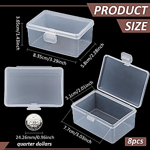 BENECREAT 8Pcs Clear Plastic Box Container Transparent Rectangle Storage Organizer with Lids for Beads, Small Items and Other Craft Projects, 3.2x2.2x1.4"