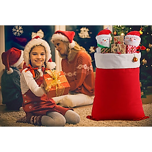 DYSHAYEN Santa Sack Christmas Gift Bag 19.7 X 27.6 Inch Large Canvas Christmas Santa Claus Bag for Xmas Party Supplies Favors (Red)