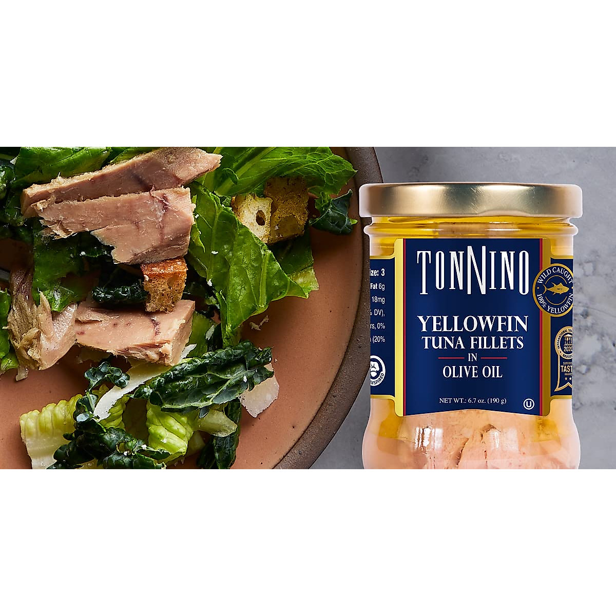 Tonnino Yellowfin Tuna in Olive Oil, Gluten-Free Premium Jarred Atun, Healthy Snacks for Adults, Ready to Eat Meals, EBT Eligible Items, Alternative of Salmon, Pack of 6