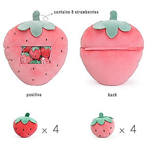 Nenalayo Throw Pillow Fruit Stuffed Toys Strawberry Plush Pillow Removable Fluffy Creative Gifts for Kids, Halloween Christmas Decorative Doll Toy Gift