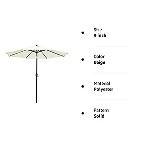 Sunnyglade 9' Patio Umbrella Outdoor Table Umbrella with 8 Sturdy Ribs (Beige)