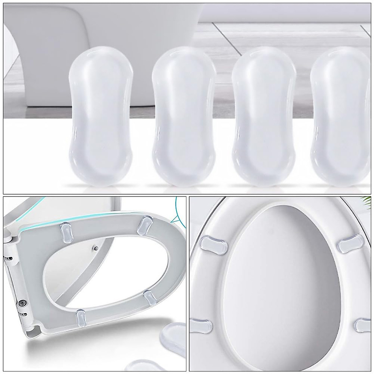 Toilet Seat Bumper, 5pcs Toilet Seat Bidet Replacement Kit, Toilet Bumpers Silicone Gasket with Strong Adhesive, Toilet Bumper Adhesive Toilet Seat Buffers for Lid for Families Hotels
