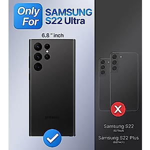 Silverback for Samsung Galaxy S22 Ultra Case Clear with Ring Stand, Shockproof Protective Slim Lightweight Phone Case for Galaxy S22 Ultra 5G 6.8 Inch, Black Clear