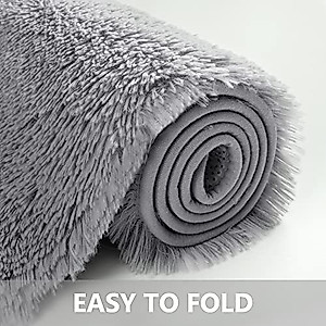 HQAYW Modern Fluffy Area Rug, Shaggy Rugs for Bedroom Living Room Ultra Soft Shag Fur Carpets for Kids Girls Nursery Plush Fuzzy Rug Cute Home Decor Rug, 4' x 6', Grey