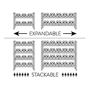 Richards Telescoping Stackable/Expandable Free Standing Shoe Rack, 2-Tier Holds Up To 10-Pair, Matte Black