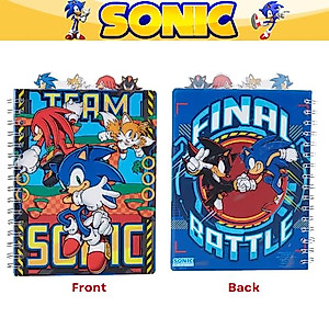 Innovative Designs Sonic the Hedgehog Tab Journal Notebook, Spiral Bound, 96 Lined Pages, 8 x 7 inches, Blue