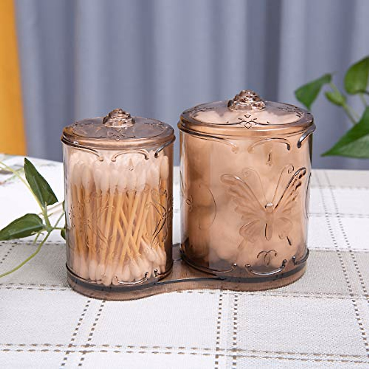 Cotton Swab Holder Clear Acrylic Cotton Balls Container Large Capacity Bathroom with Lid Containers for Makeup Sponges, Bath Salts, Cotton Rounds (Transparent)