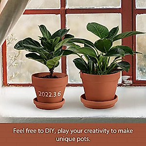 INGOFIN Terracotta Pots Set with Saucer - 5/6/7 inch Ceramic Clay Planters with Drainage Hole, Garden Flower Succulent Pots with Tray for Indoor Outdoor Plants, Set of 3