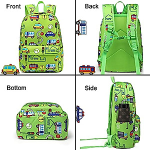 CAMTOP Backpack for Kids Boys Preschool Backpack with Lunch Box Toddler Kindergarten School Bookbag Set (Age 3-9,Car Printing)