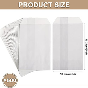 500 Pack White Kraft Paper Bags Mini Paper Bags Treat Bags Small Flat Favor Bag Silverware Bags Party Favor Bag Envelopes Merchandise Bags for Snack Cookie Popcorn Candy Sandwich Gift (4 x 6 Inch)