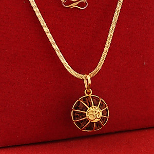 Gold Rhodium Plated Brass Rudraksha Om Pendant For Men And Women