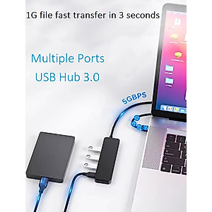 USB 3.0 Hub 4-Port 5Gbps, JUEJUEZI USB Splitter Expander for MacBook, Laptop, Xbox, Flash Drive, HDD, Console, Printer, Camera, Keyborad, Mouse, Windows 10/8, Linux, 1m/3.3ft