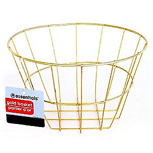 Gold Iron Wire Baskets and Trays, Round and Rectangular, 4-ct Sets (Round)