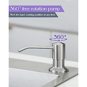 Hoanmpy Kitchen Sink Soap Dispenser(Brushed Nickel) - Built in Sink Soap Dispenser, Stainless Steel, Pump Set for Dish Soap or Lotion, Refill from The Top,Soap Dispenser for Kitchen Sink,17 OZ