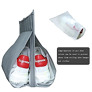 asoqwal 2 Pack 12 Large Pockets Hanging Shoe Organizer for Closet with Roating Hanger for Storage Mens Shoes,Kids Clothes,Also can used as Travel shoe rack hanging,Grey