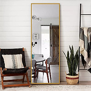 MIRUO 63"x20" Mirror Full Length Wall Mirror Floor & Full Length Mirrors for Wall Decor Living Room Wall-Mounted Mirrors Body Mirror Gold Mirror Large Mirror