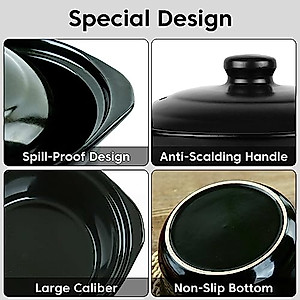 Clay Pot for Cooking with Lid 1.9 Quart Ceramic Cooking Pot Ceramic Cookware Heat-resistant Casserole Dish with Lid Korean Stone Pot Cookware for Cooking Hot Pot Soup Meat Rice